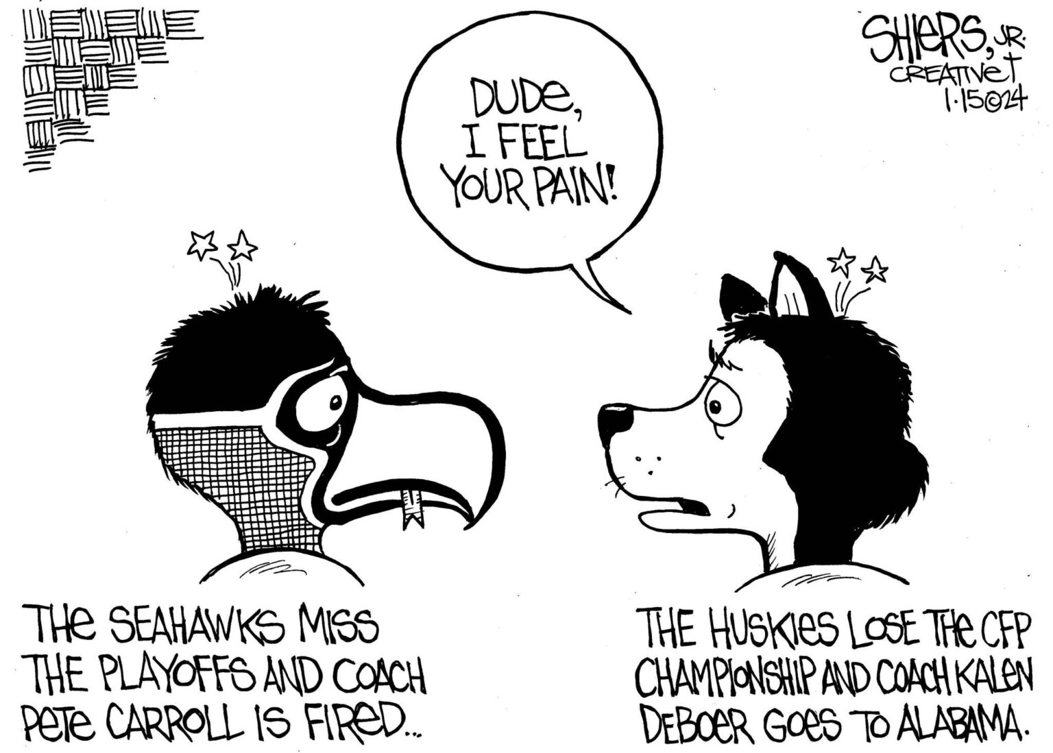 Seahawks n’ Huskies share the pain | Cartoon by Frank Shiers | Auburn ... Seahawks n’ Huskies share the pain | Cartoon by Frank Shiers | Auburn ...