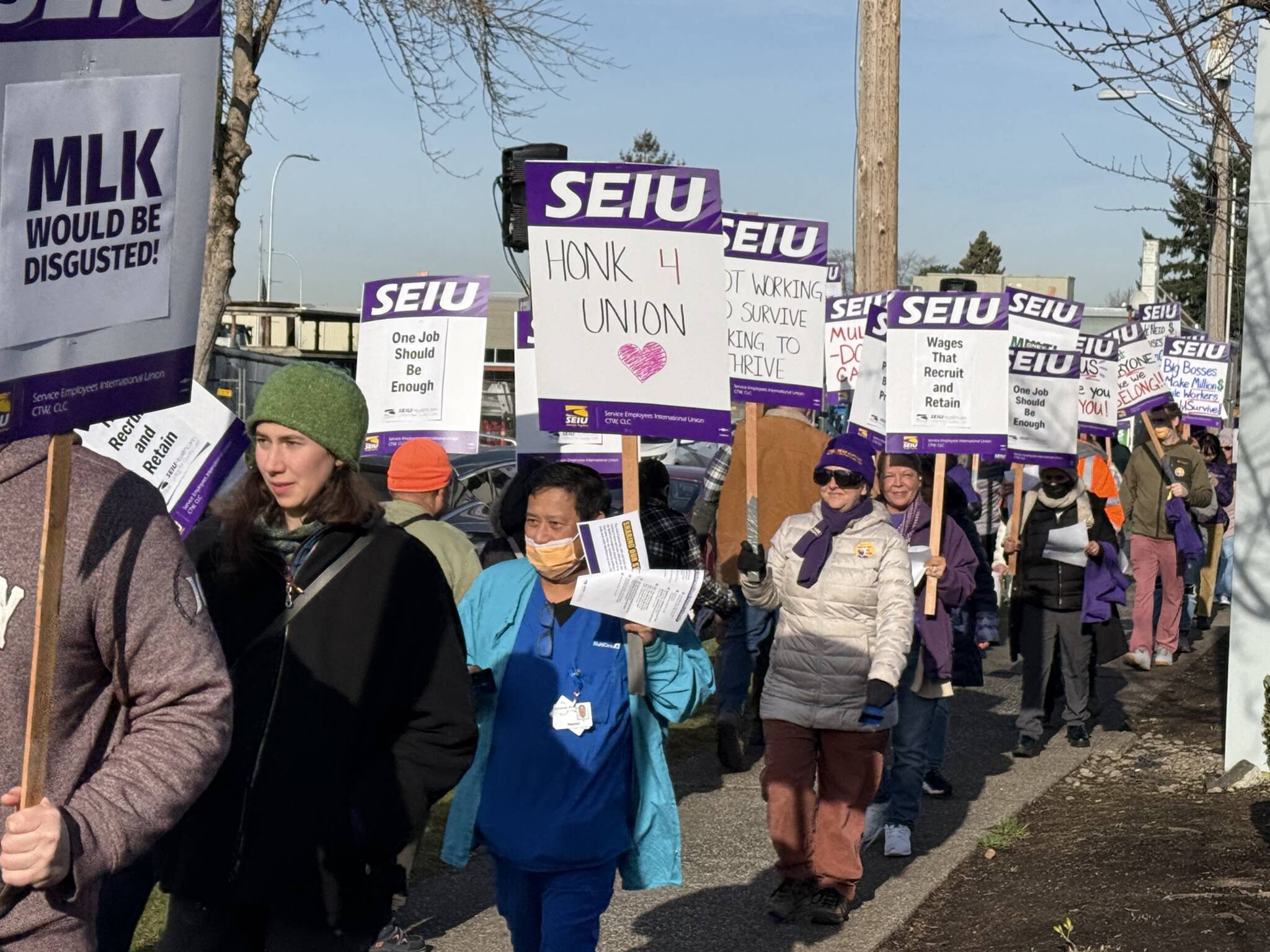 Healthcare workers lead picket on MLK Day | Auburn Reporter
