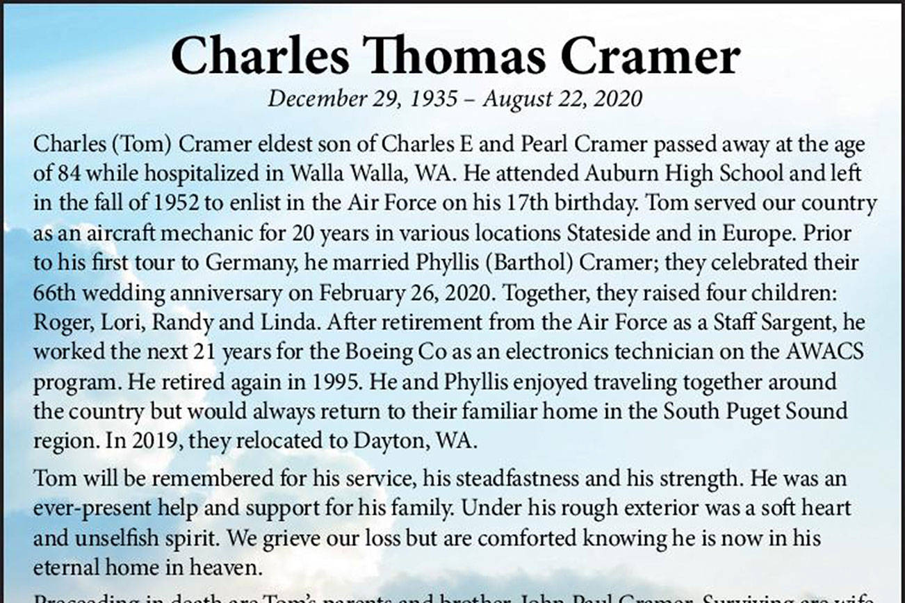 Charles Thomas Cramer | Obituary | Auburn Reporter