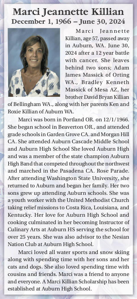 Marci Jeannette Killian | Obituary | Auburn Reporter